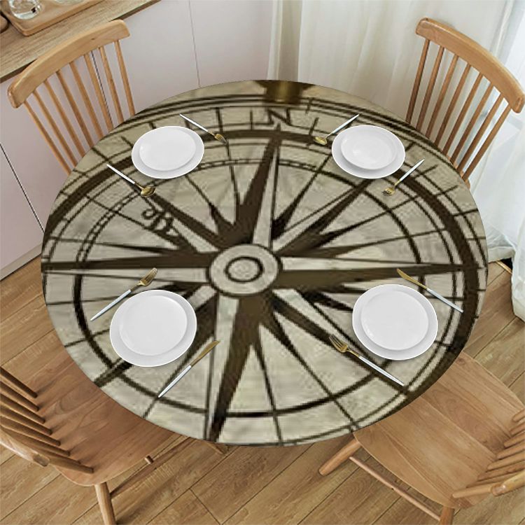 Cmefzd Vintage Nautical Compass Round Tablecloth,Stain Resistance ...