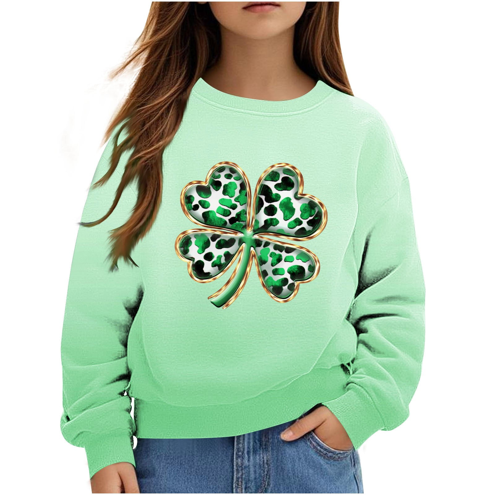 Cmfcve Children's Hooded Sweatshirts 1-12 Four Leaf Clover Boys & Girls ...