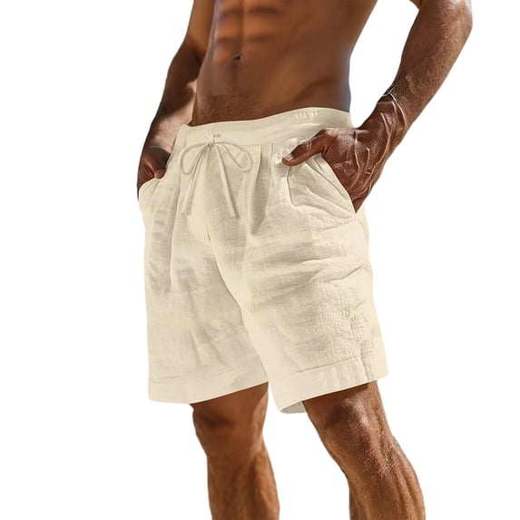 Cmfcve Linen Summer Shorts for Men Casual Classic Fit 7 Inch Inseam ...