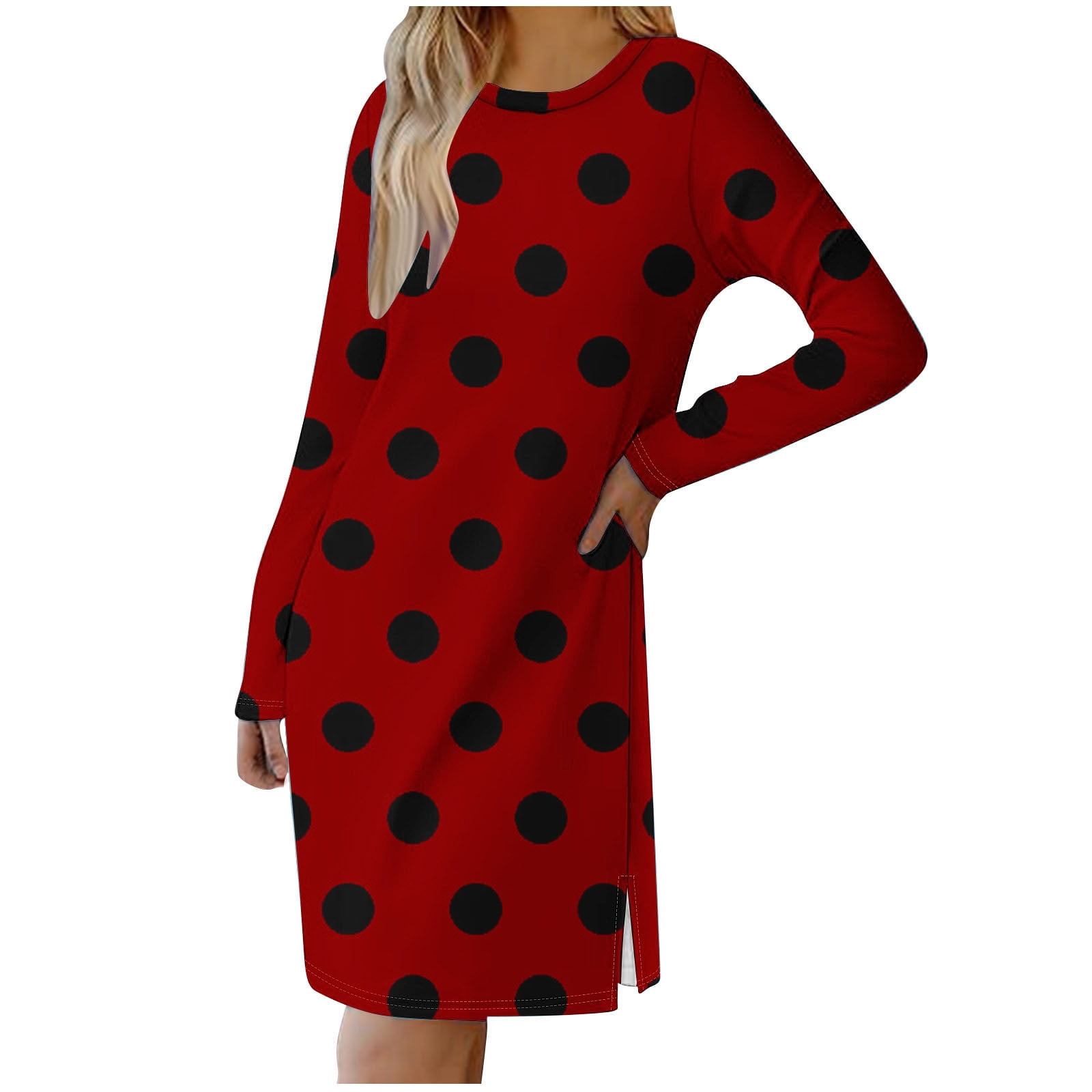 Cmfcve Maternity Casual Dresses Long Sleeve Round Neck Autumn Printed ...