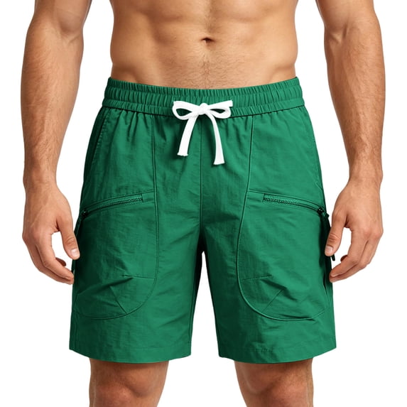 Cmfcve Men's Casual Cargo Shorts Elastic Waist Drawstring Lightweight ...