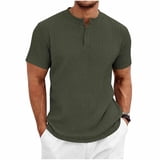 Cmfcve Men's Henley Shirts Short Sleeve Casual Ribbed Knitted Summer T ...