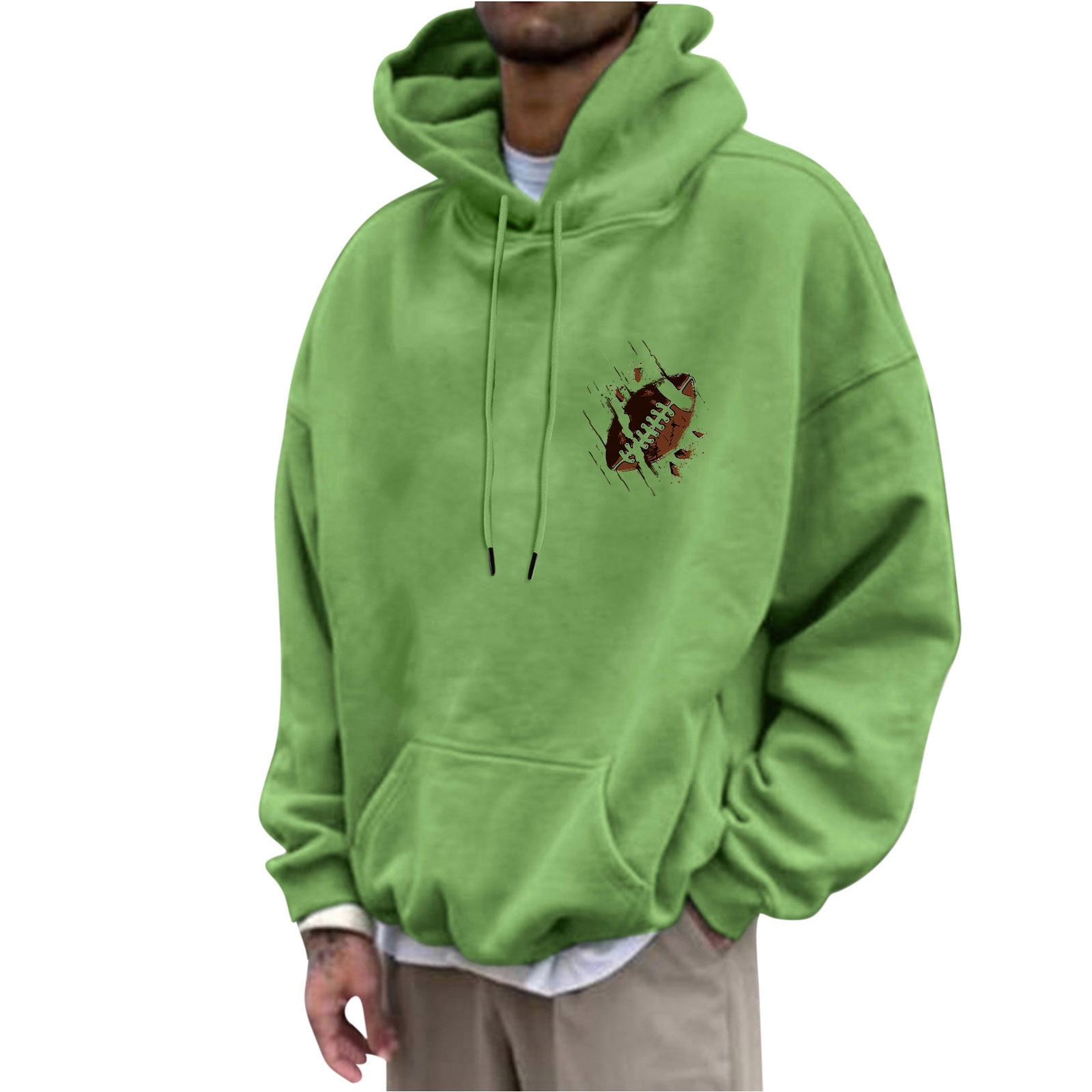 Cmfcve Men's Hooded Sweatshirts High & Tall Printed Drawstring Pullover ...