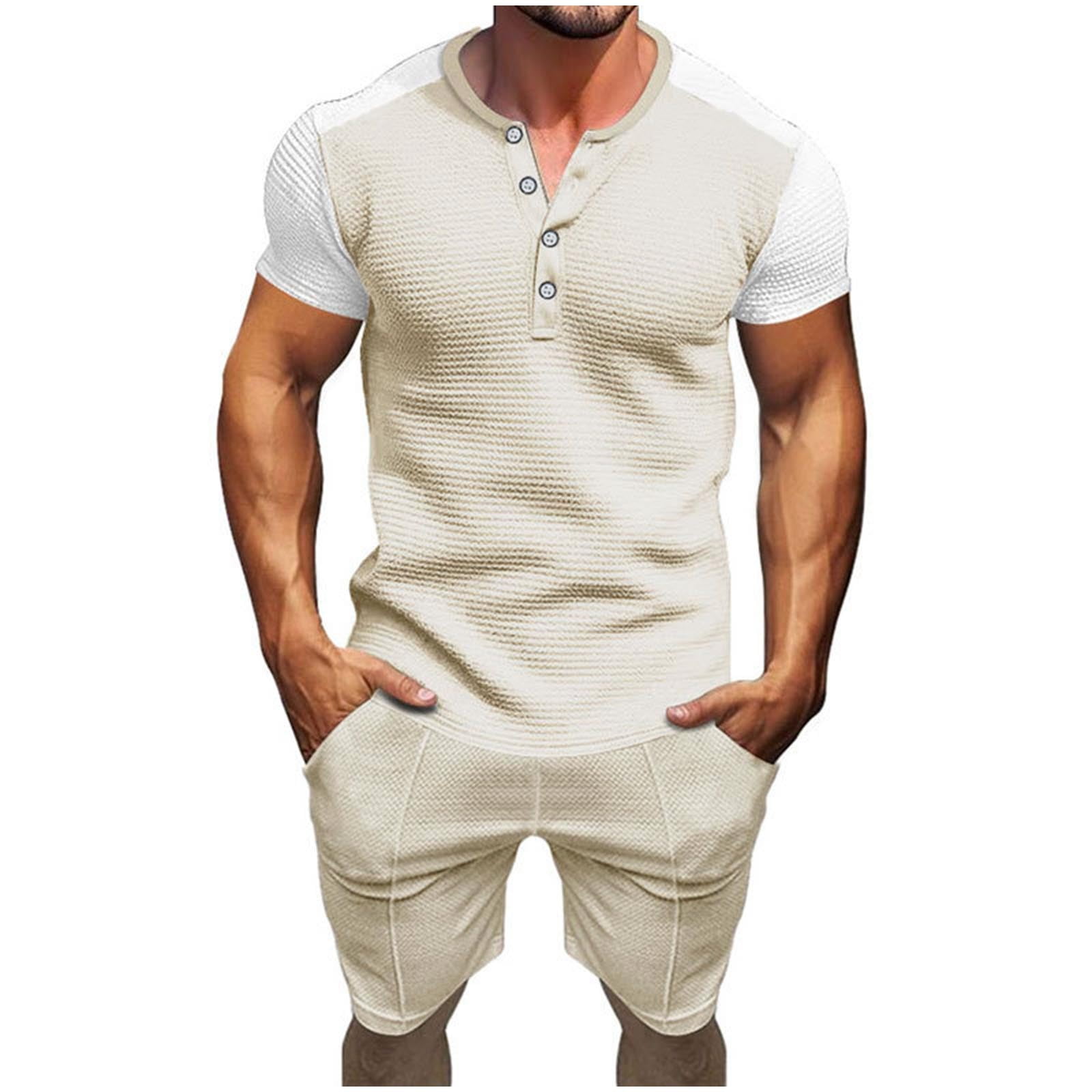 Cmfcve Men's Summer Short Sets Versatile Breathable Athletic Set Round ...