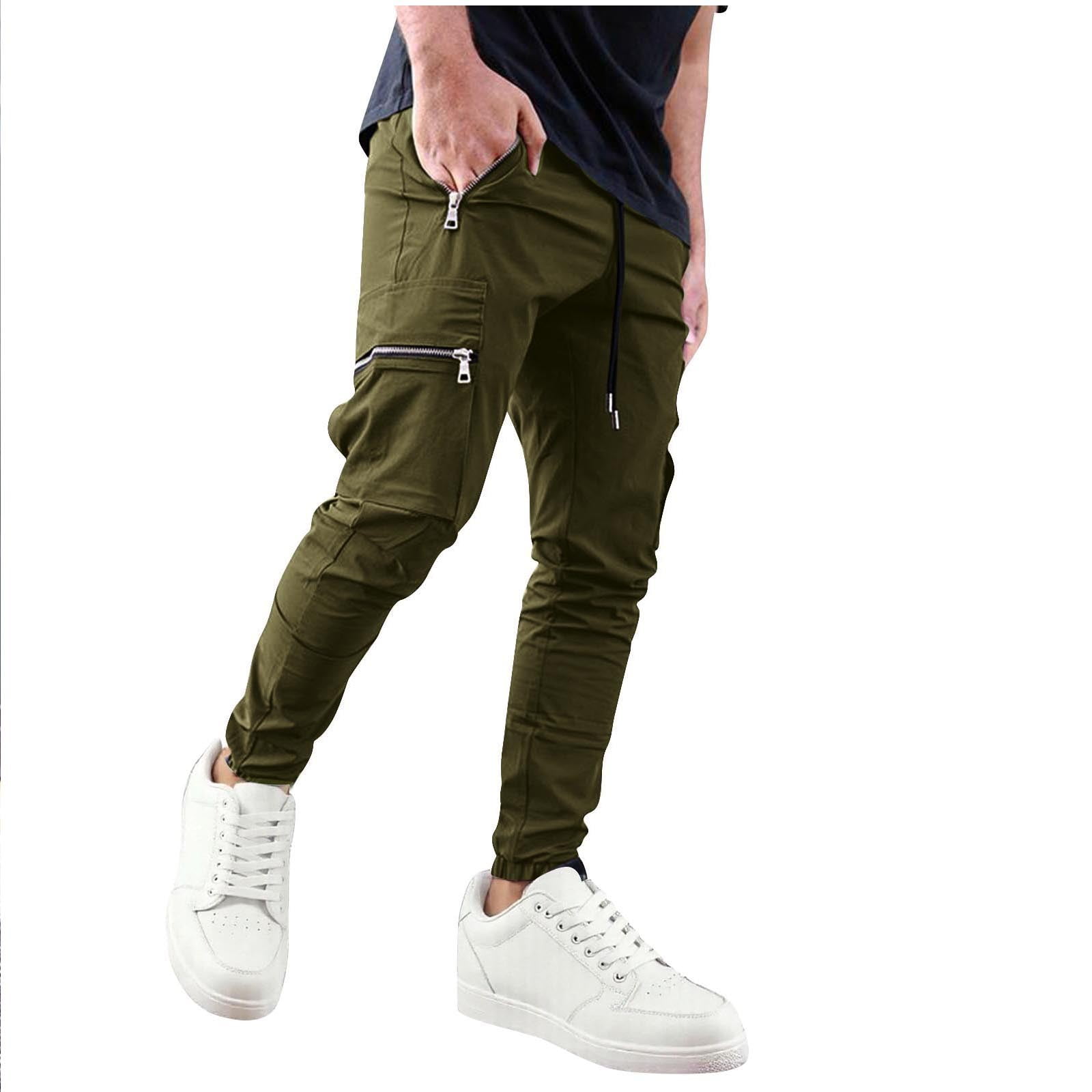 Cmfcve Plus Size Pants for Men Straight Outdoor Cargo Pants Stretch ...