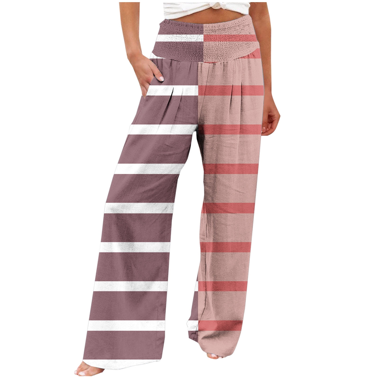 Cmfcve Women's Athletic Pants Striped Printed Spring Autumn Sweatpants ...