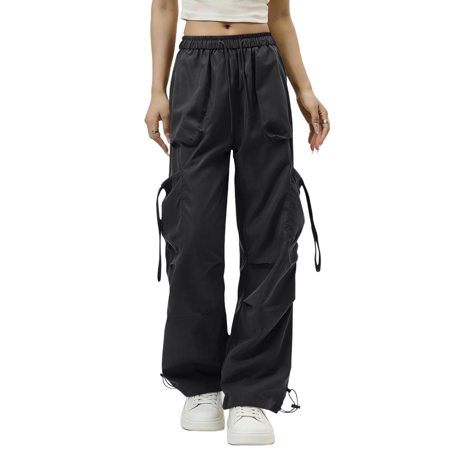 Cmfcve Women's Cargo Pants Casual Loose Fit Parachute Pants Fashion ...