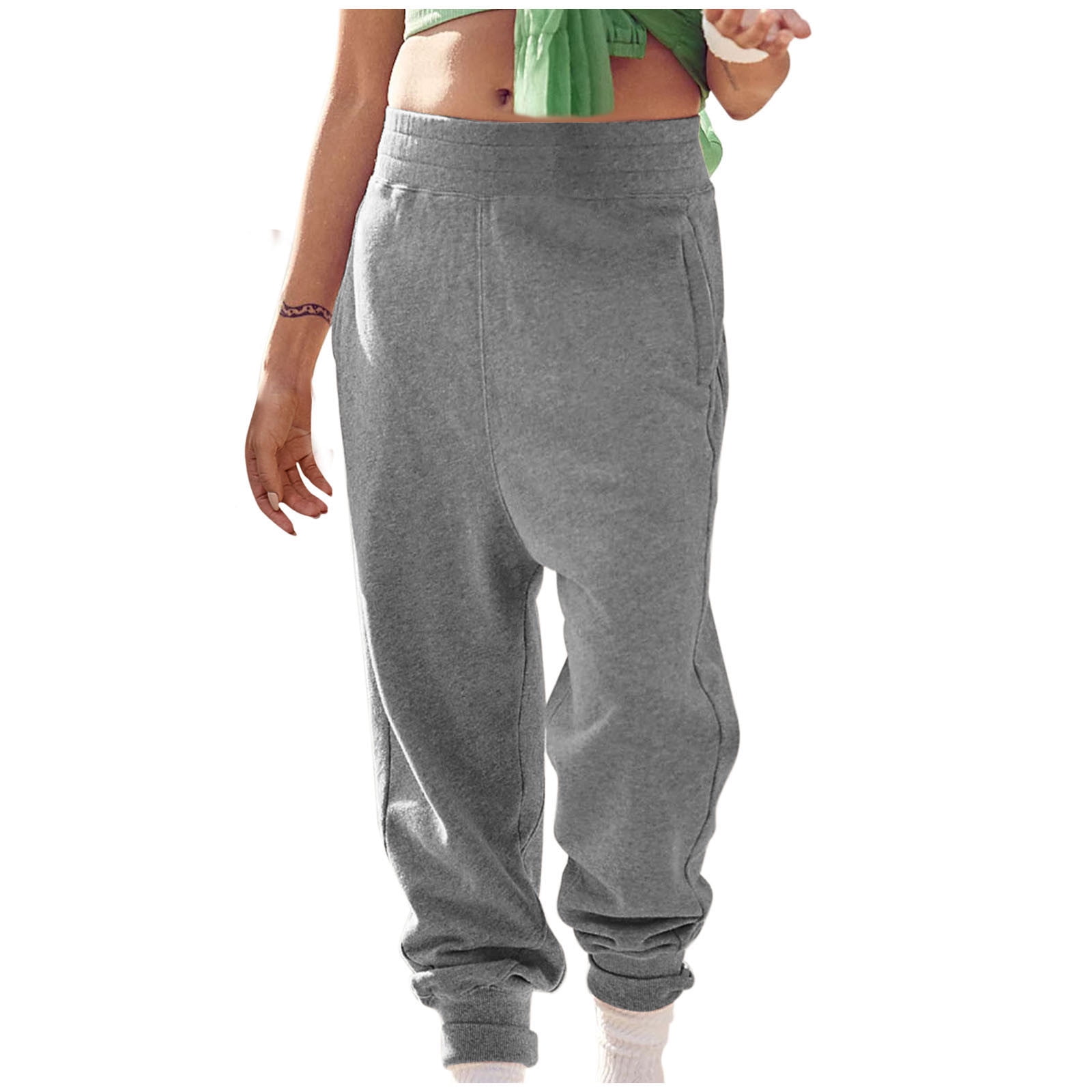 Cmfcve Women's Casual Sweatpants Ribbed Cinch Bottom Loose Track ...