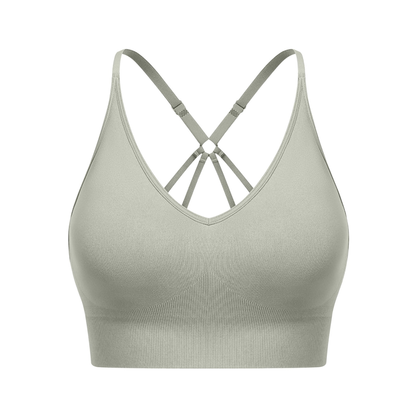 Cmfcve Women's Cross Back Bra Padded Strappy Medium Yoga Bra Workout ...