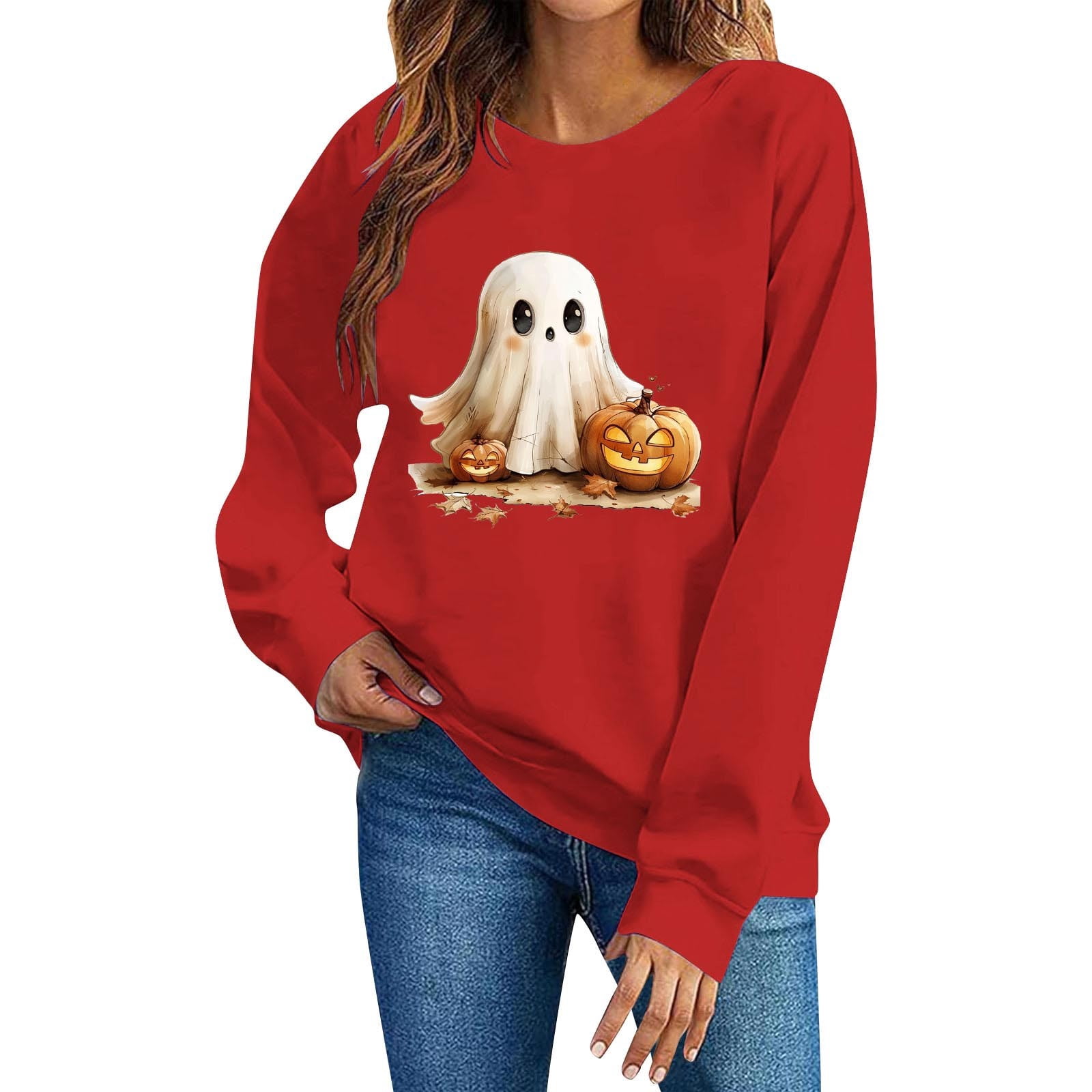 Cmfcve Women's Halloween Town Sweatshirt Vintage Stretch Sports Blouse ...