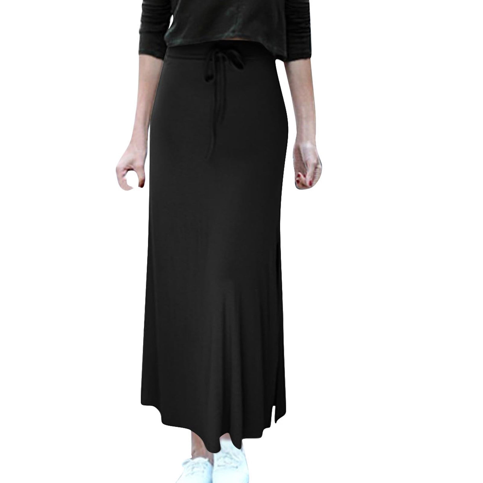 Cmfcve Women's Straight Skirt Plus Size High-Waisted Knit Business ...