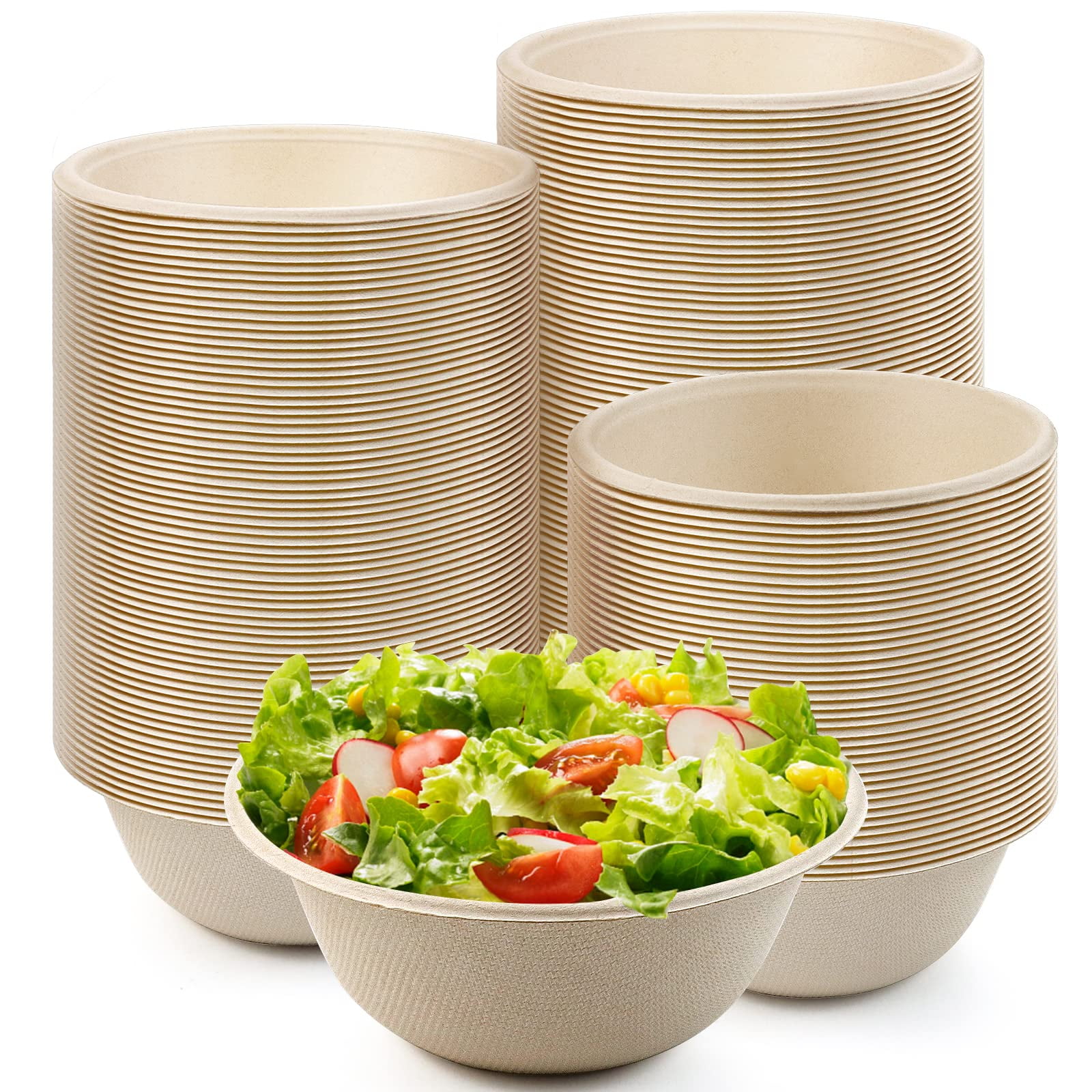 Cmkura 200 Pcs 8 BDF32 oz Natural Sugarcane Biodegradable Bowls ...