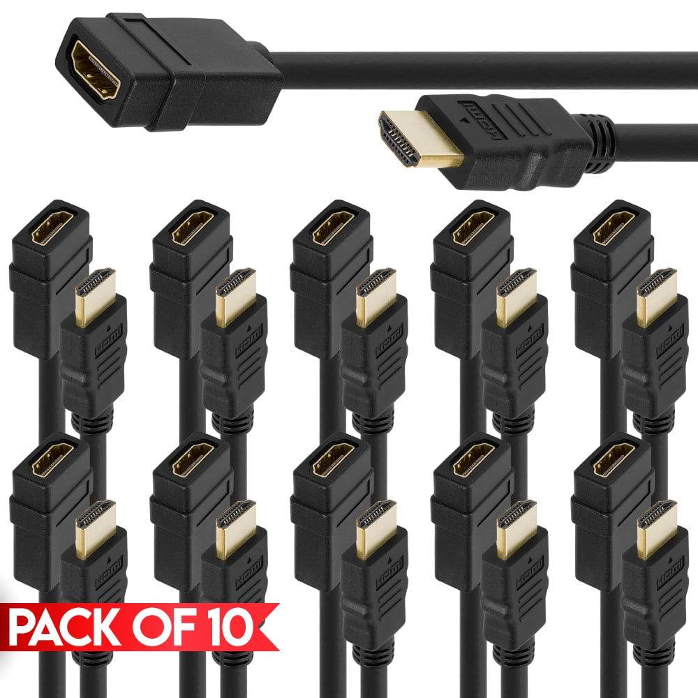 Cmple - [10 PACK] 10 FT HDMI Female to Male Cord, 4K 2K HDMI Extender ...