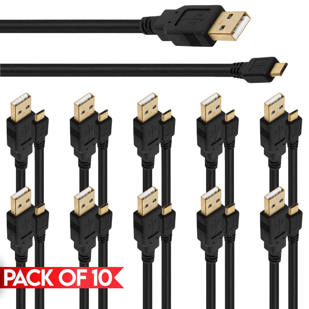 Cmple - [10 PACK] 10 FT Micro USB Cable Type A Male to Micro-B Male ...