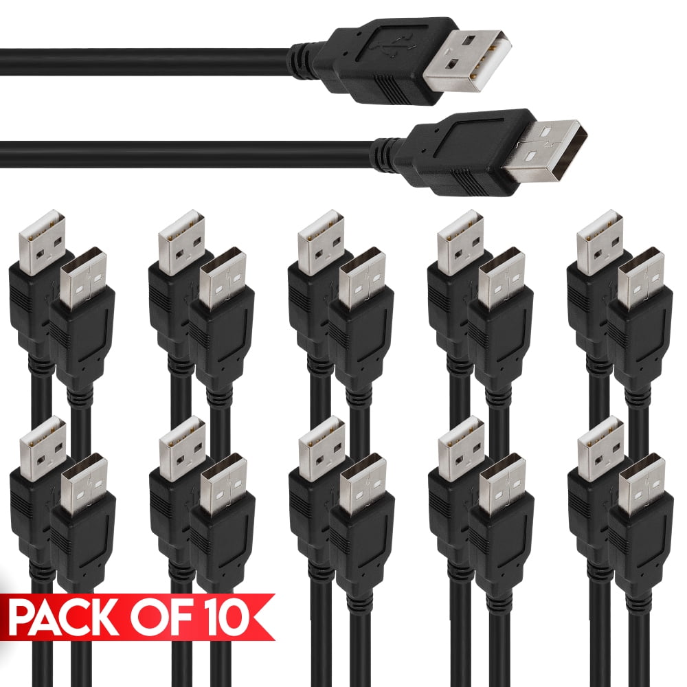 Cmple - [10 PACK] 10 FT USB 2.0 A to A Cable, USB to USB Data Cord ...
