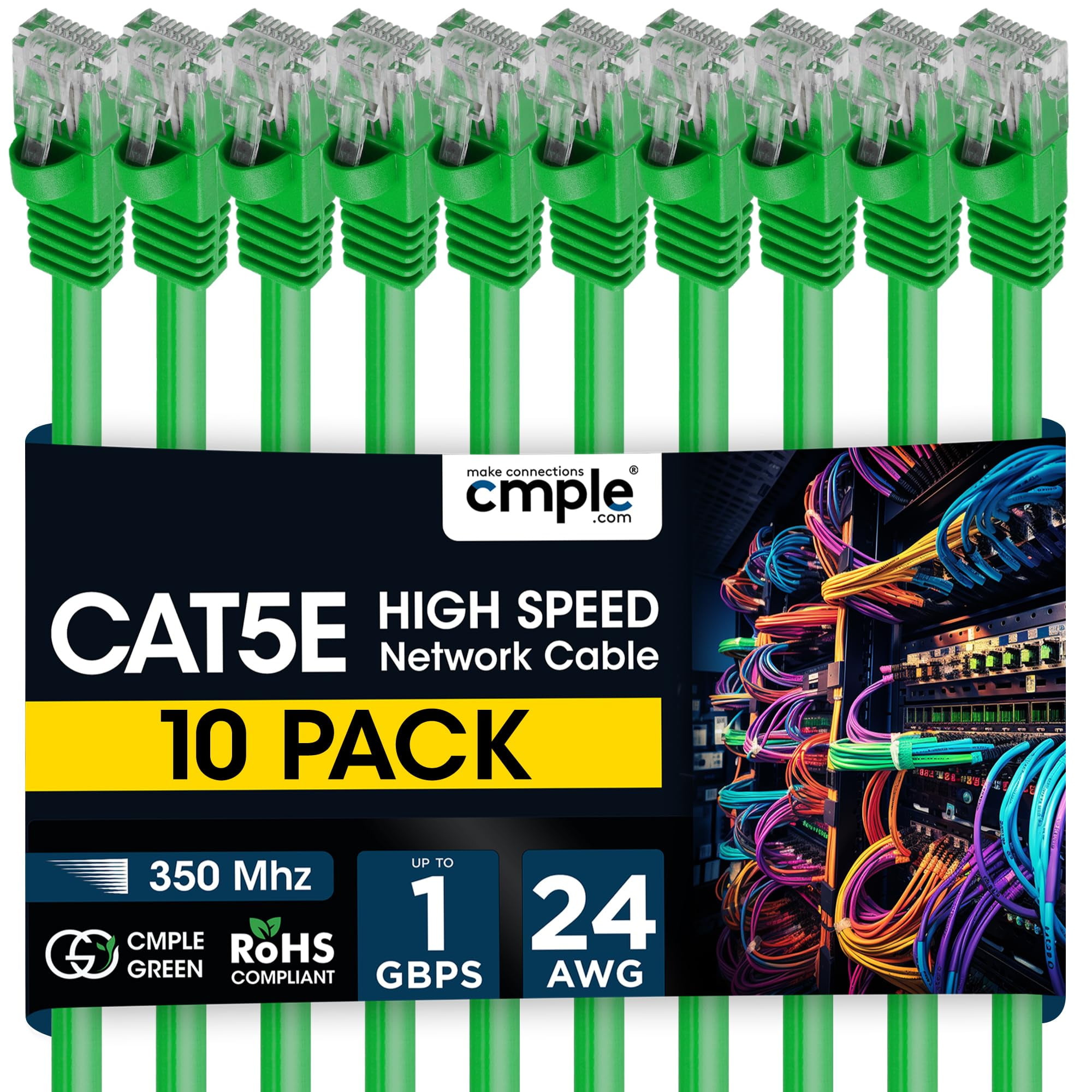 Cmple - 10 Pack Cat5e Ethernet Cable 10ft Computer Router Cables with ...