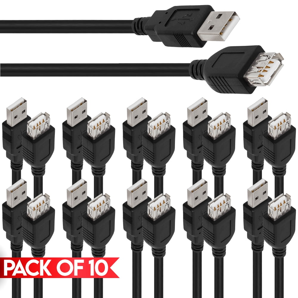 Cmple - [10 PACK] 10 Feet USB Extension Cable, USB 2.0 Male to Female ...