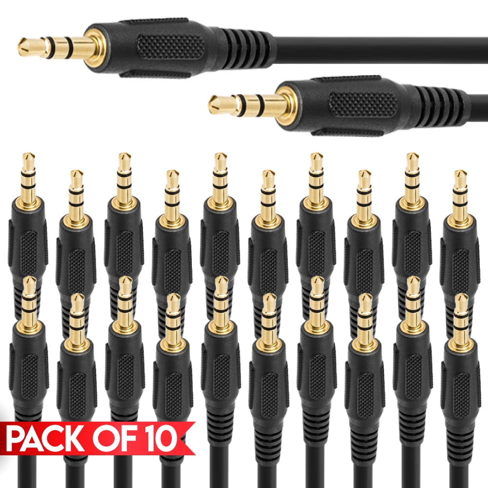 Cmple - [10 PACK] 12 Feet Aux Cable, 3.5mm Stereo Audio Cord, 1/8 Male ...