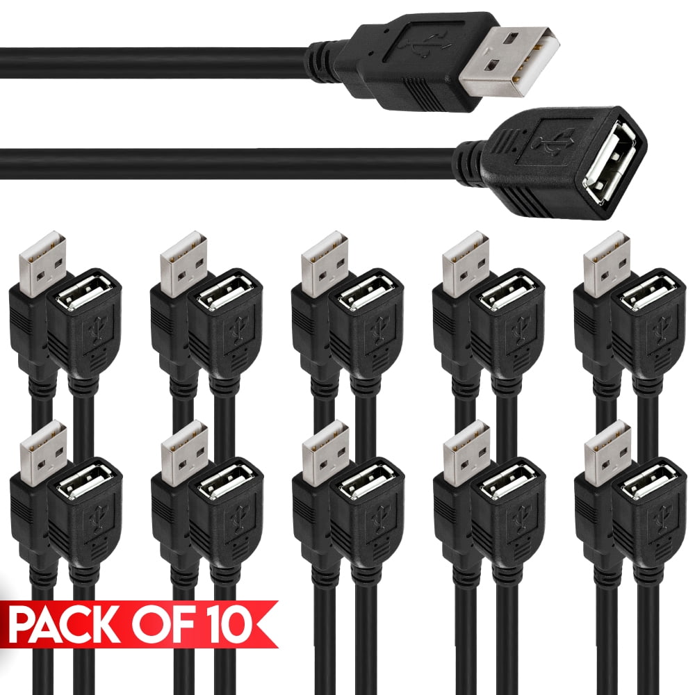 Cmple - [10 PACK] 3 Feet USB Extension Cable, USB 2.0 Male to Female ...