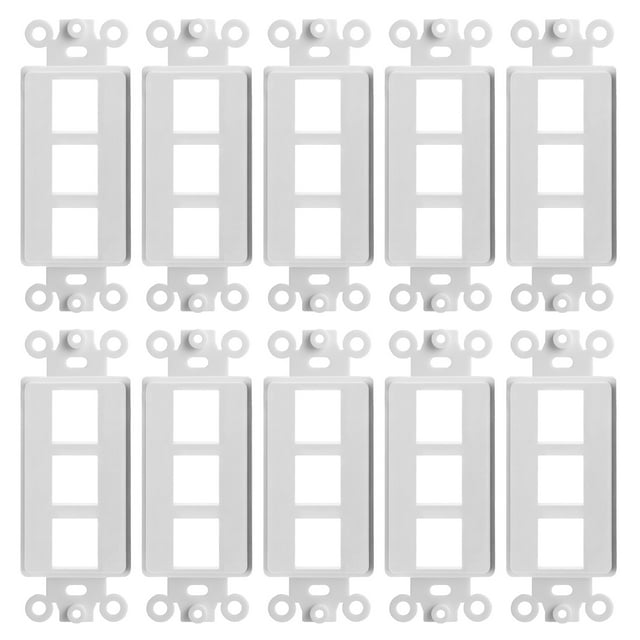 Cmple - [10 PACK] 3 Port Decora Wall Plate 1-Gang Keystone Decora ...