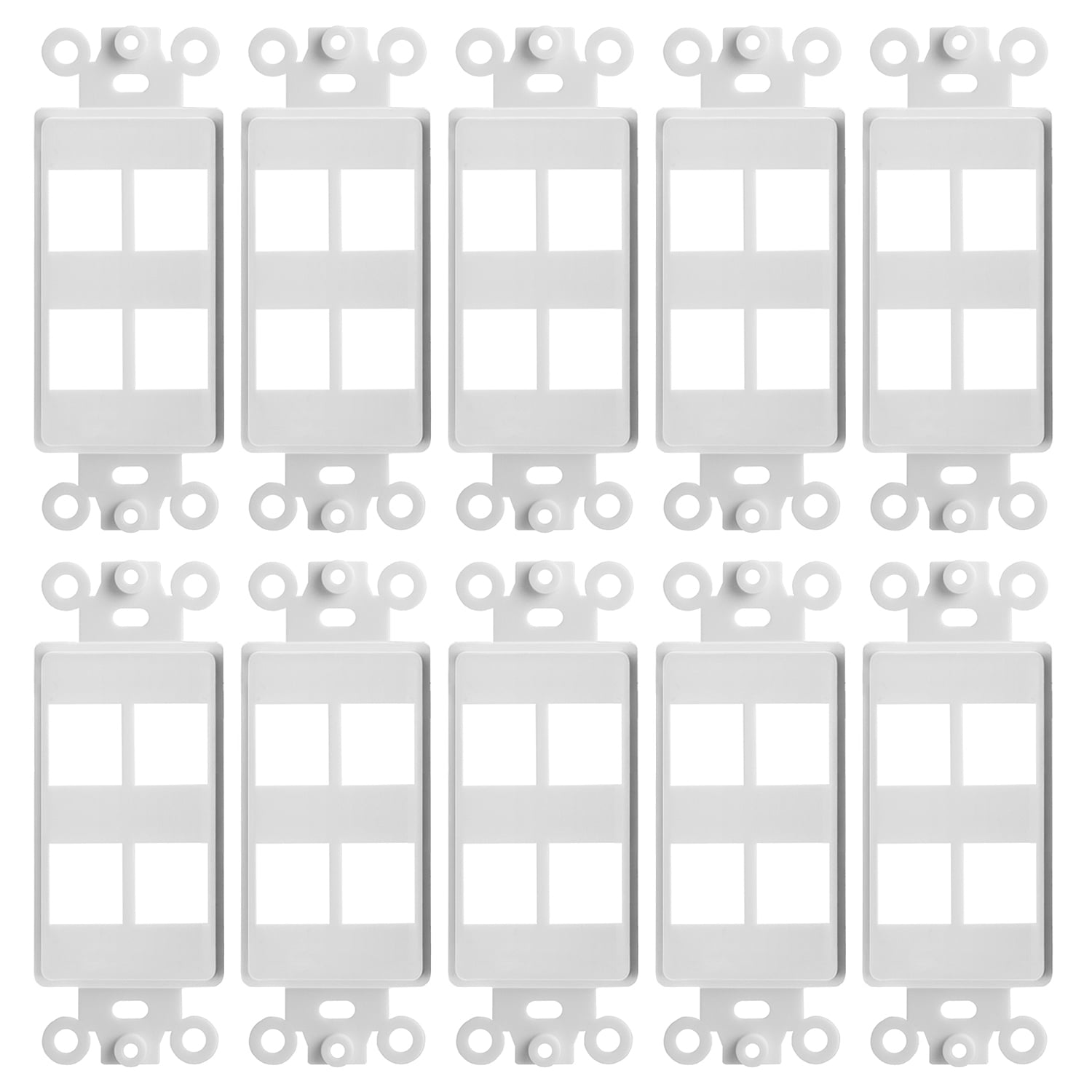Cmple - [10 PACK] 4 Port Decora Wall Plate 1-Gang Keystone Decora ...