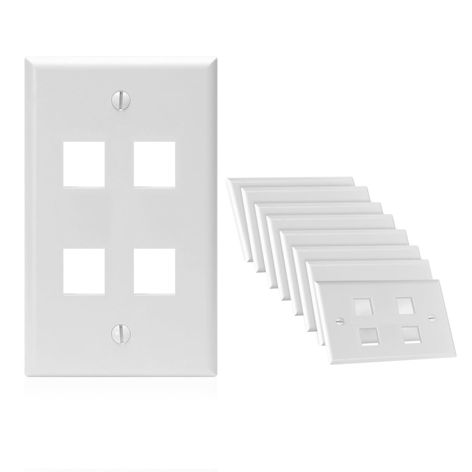 Cmple - [10 PACK] 4 Port Keystone Wall Plate Single-Gang Wall Plate ...