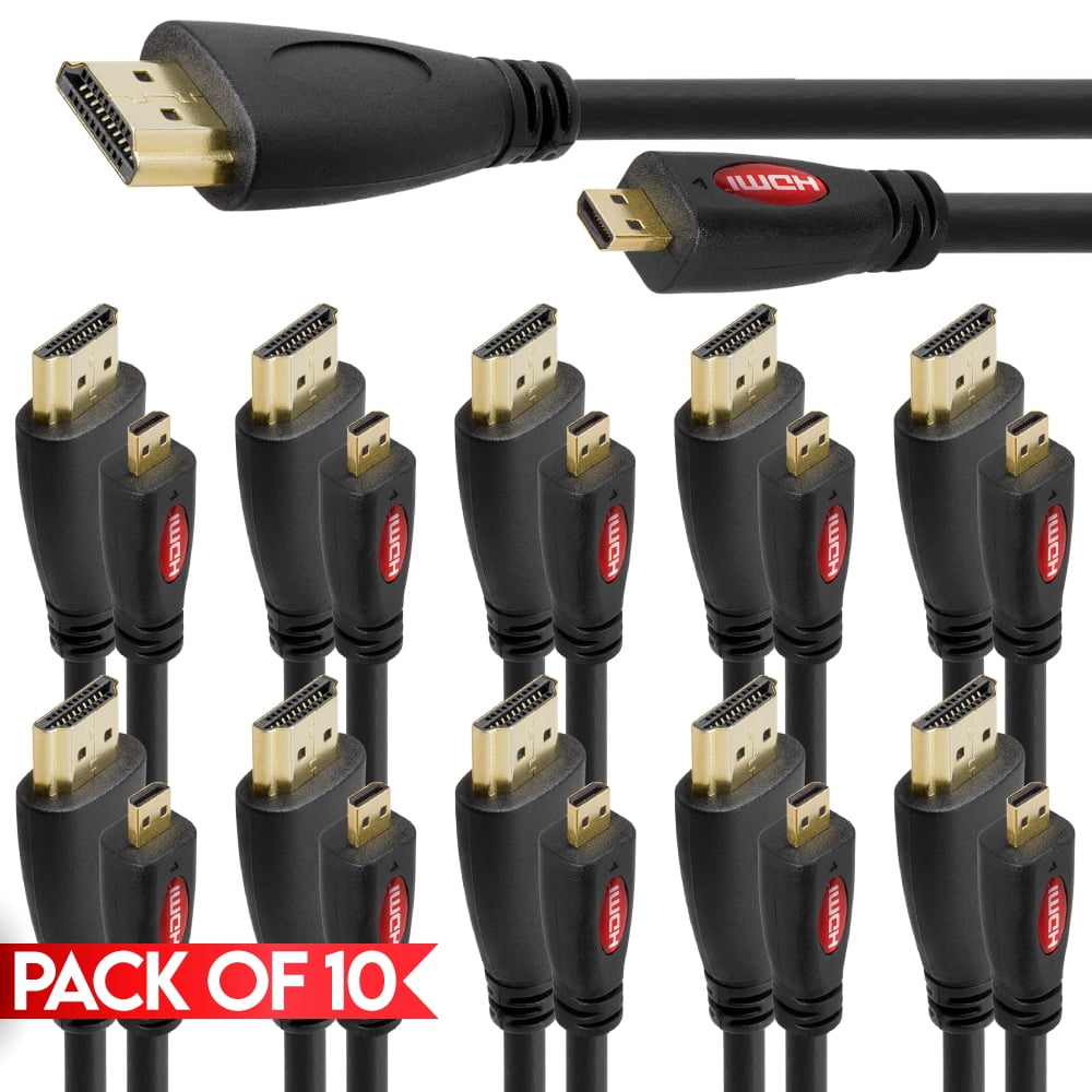 Cmple - [10 PACK] 6 Feet Micro HDMI Cable HDMI D-Male to A-Male Cord ...