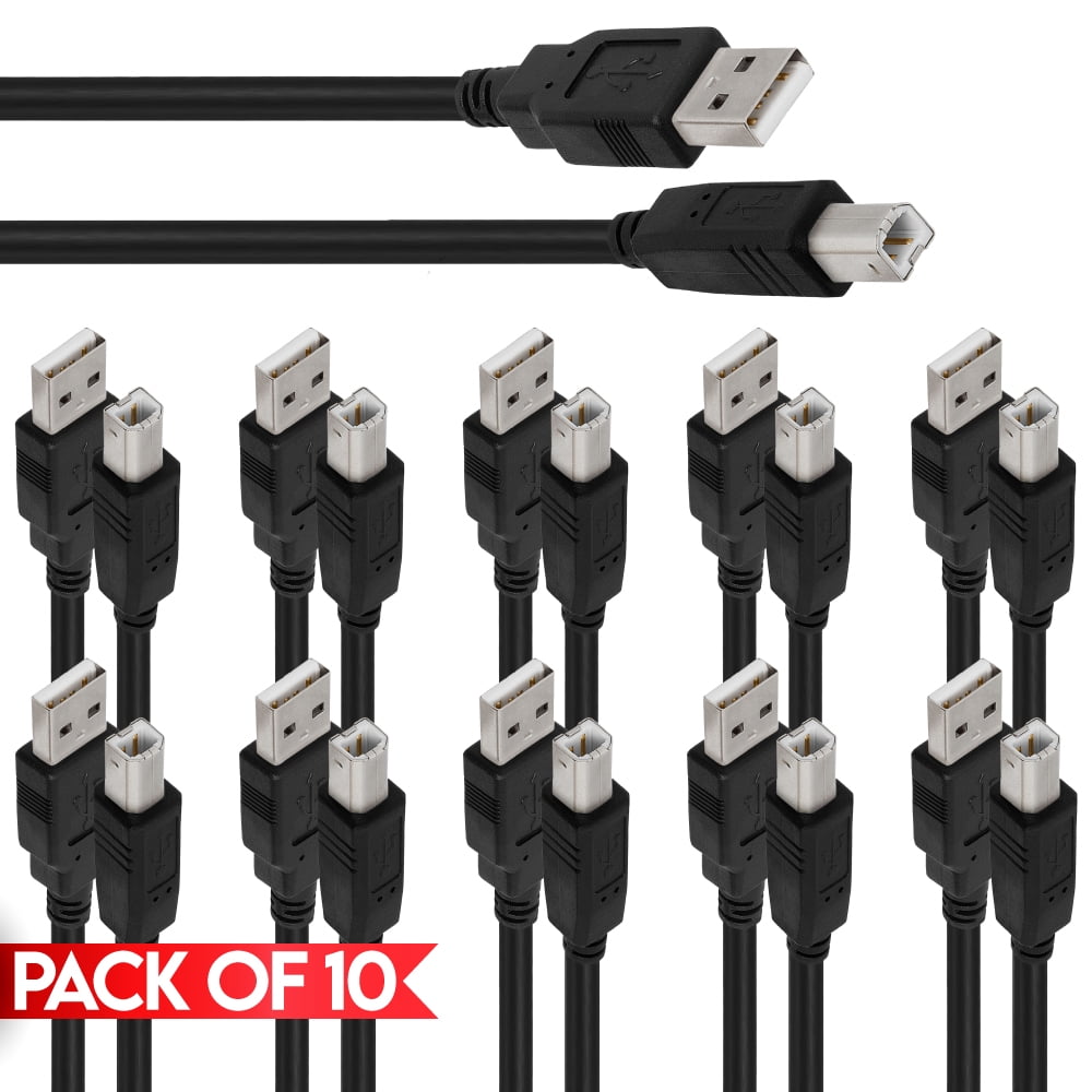 Cmple - [10 PACK] 6 Feet USB B Cord, USB A to B Cable, USB 2.0 Type-B ...