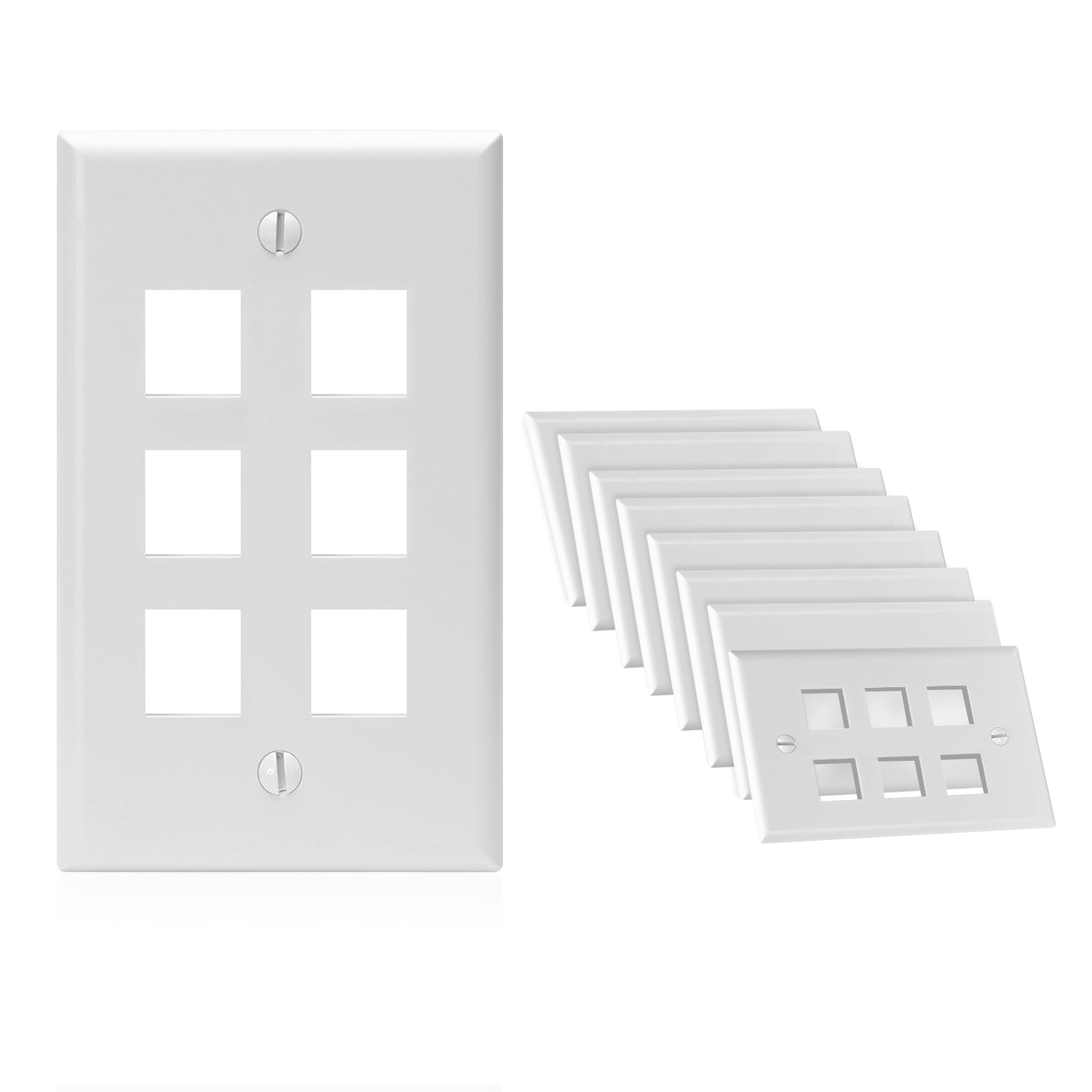 Cmple - [10 PACK] 6 Port Keystone Wall Plate Single-Gang Wall Plate ...