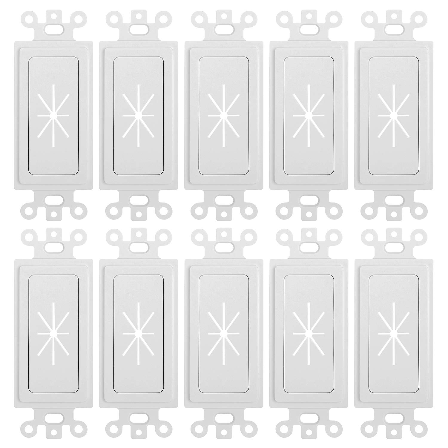 Cmple - 10 Pack Decorator Wall Plate Flexible Insert Adapter Pass ...