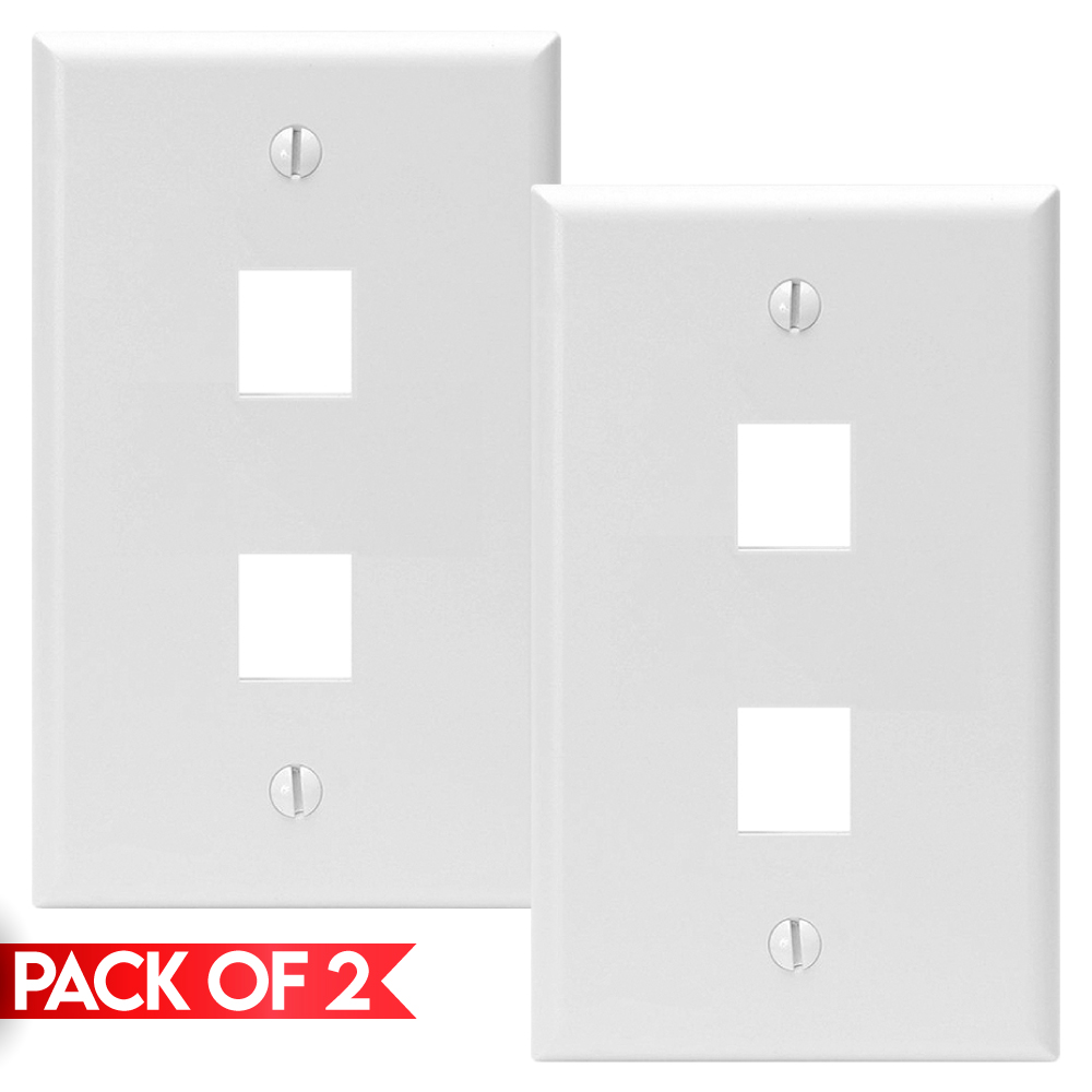 Cmple - [2 Pack] 2 Ports Keystone Wall Plate, Snap-In Keystone Jack ...