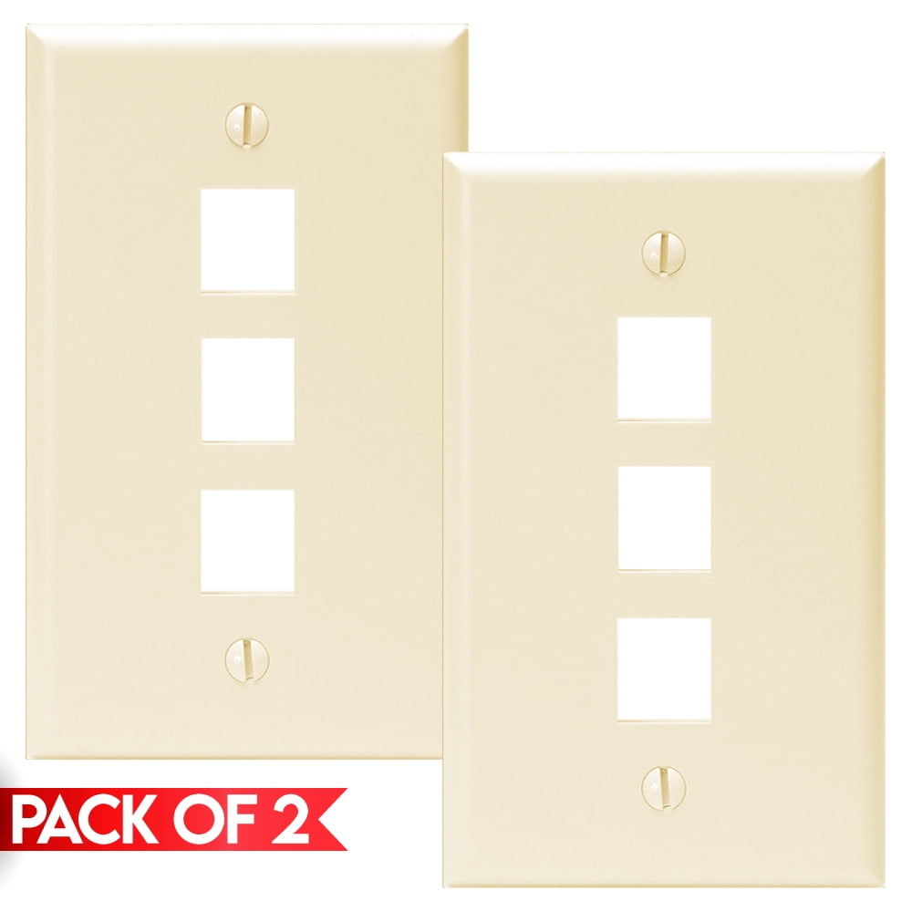Cmple - [2 Pack] 3 Ports Keystone Wall Plate, Snap-In Keystone Jack ...