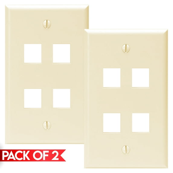 Cmple - [2 Pack] 4 Ports Keystone Wall Plate, Snap-In Keystone Jack ...