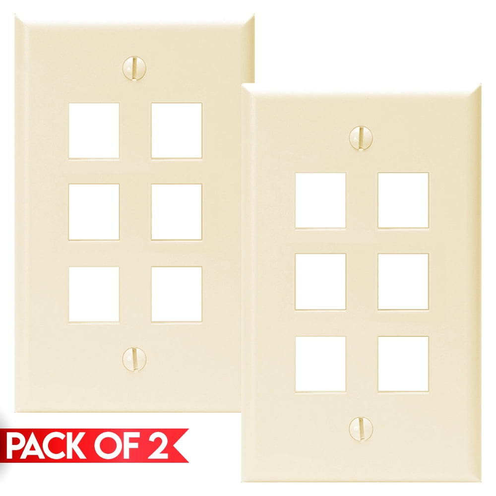 Cmple - [2 Pack] 6 Ports Keystone Wall Plate, Snap-In Keystone Jack ...