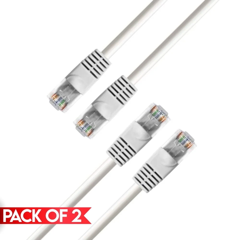 Cmple - 2 Pack Cat5e Ethernet Cable 1.5 ft, Network Patch Cord, LAN Cable with RJ45 Connectors ...