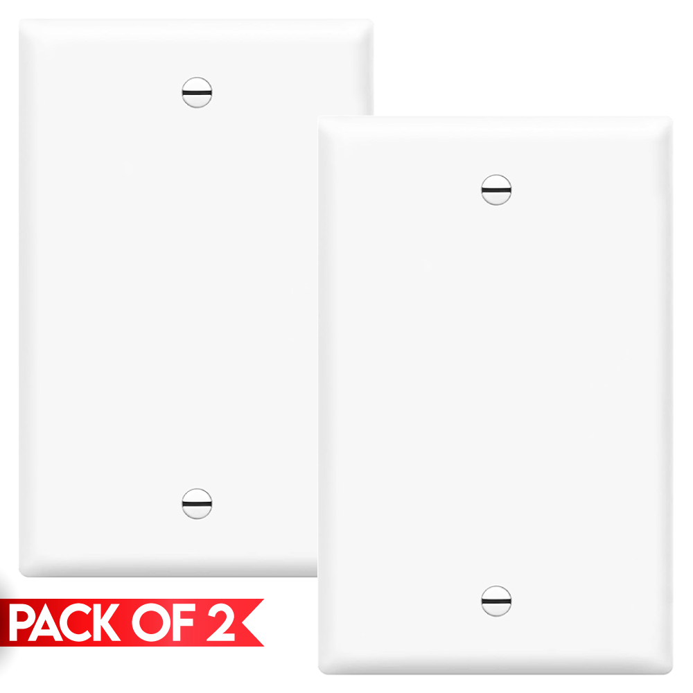 Cmple - [2 Pack] Single Gang Blank Wall Plate, White 1 Gang Wallplate ...