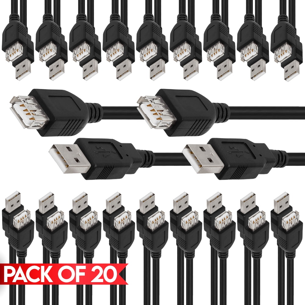 Cmple - [20 PACK] 10 FT USB Extension Cord, USB-A Male to Female ...