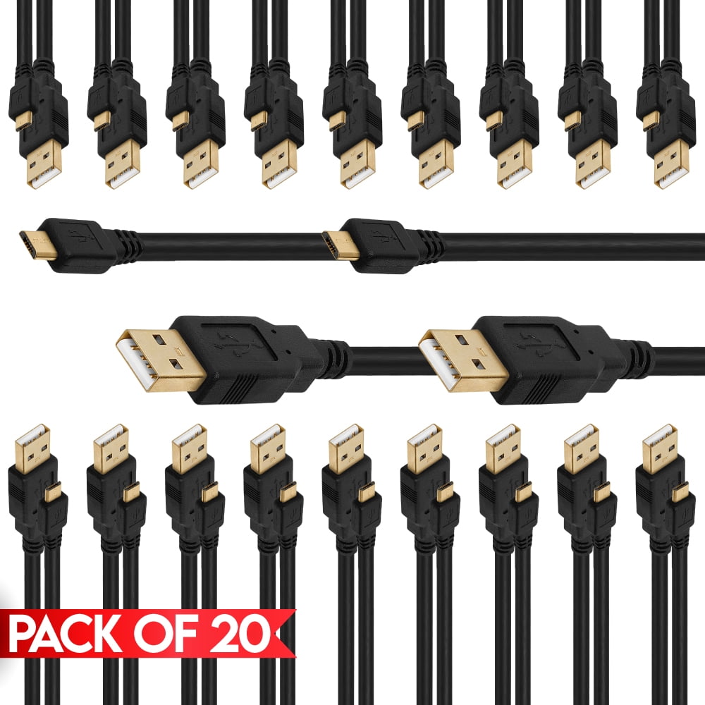 Cmple - [20 PACK] 10 Feet Micro USB Cord USB 2.0 A-Male to 5-Pin Micro ...