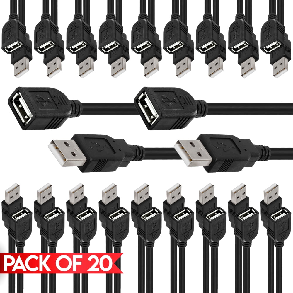 Cmple - [20 PACK] 3 FT USB Extension Cord, USB-A Male to Female ...