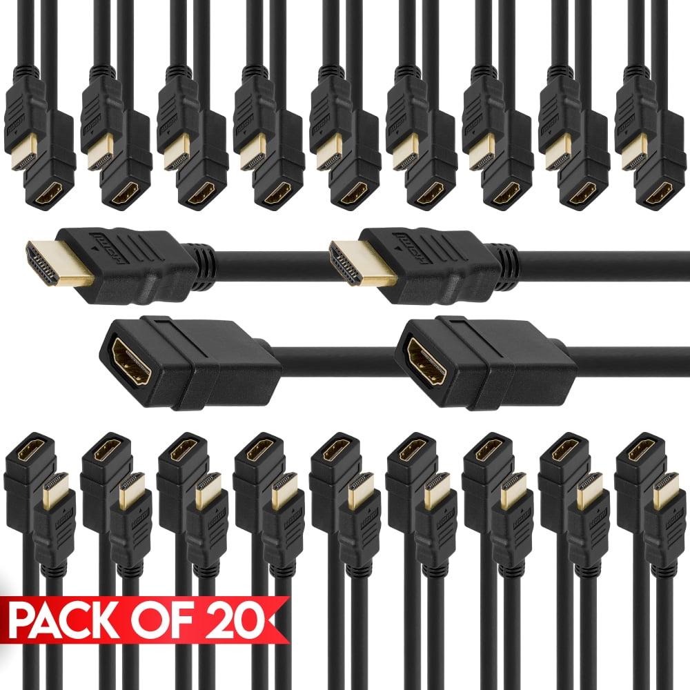 Cmple - [20 PACK] 6 Feet HDMI Extension Cable, HDMI F to M Cord, 4K ...