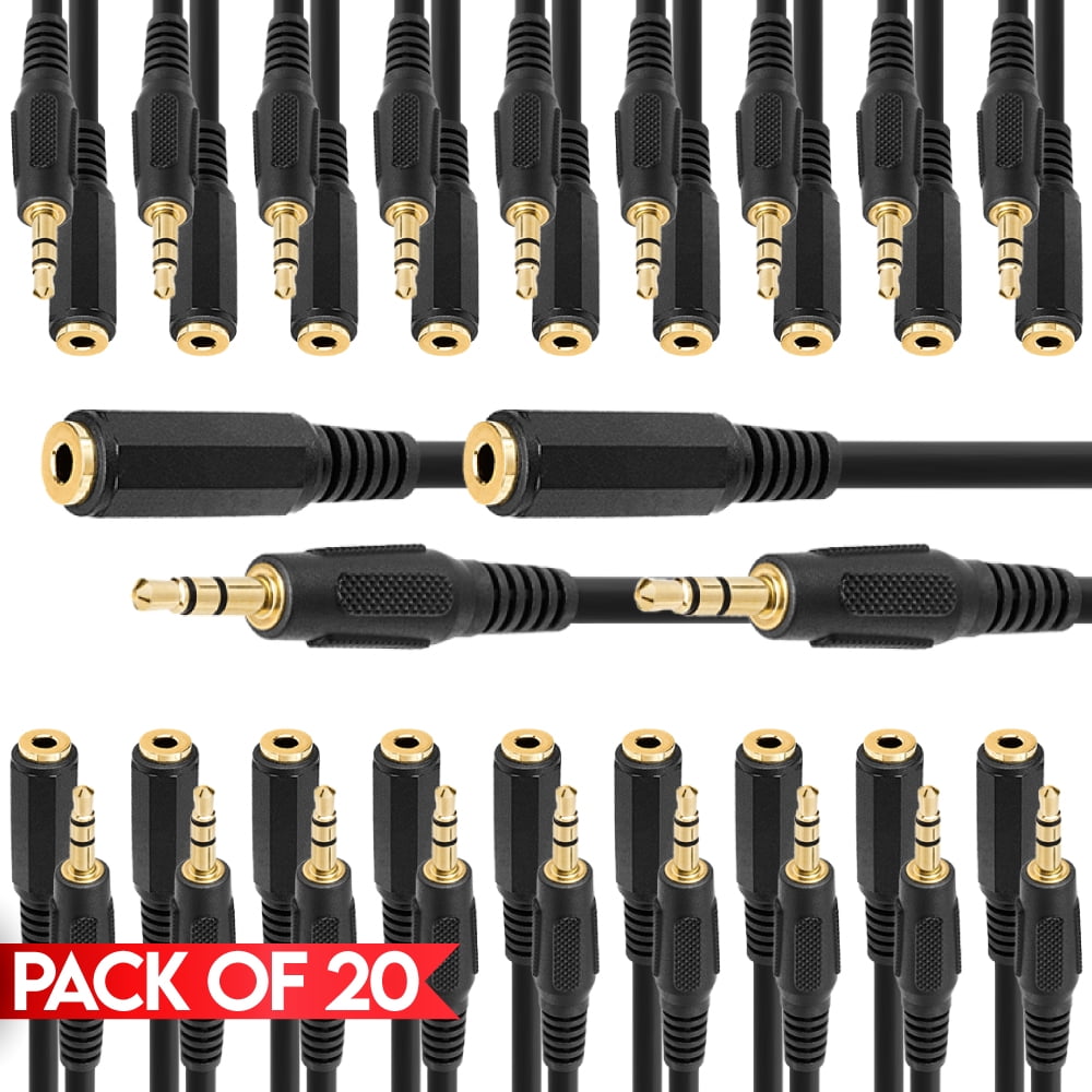 Cmple - [20 PACK] 6 Inches 3.5mm Stereo Extension Cable, AUX Extender ...