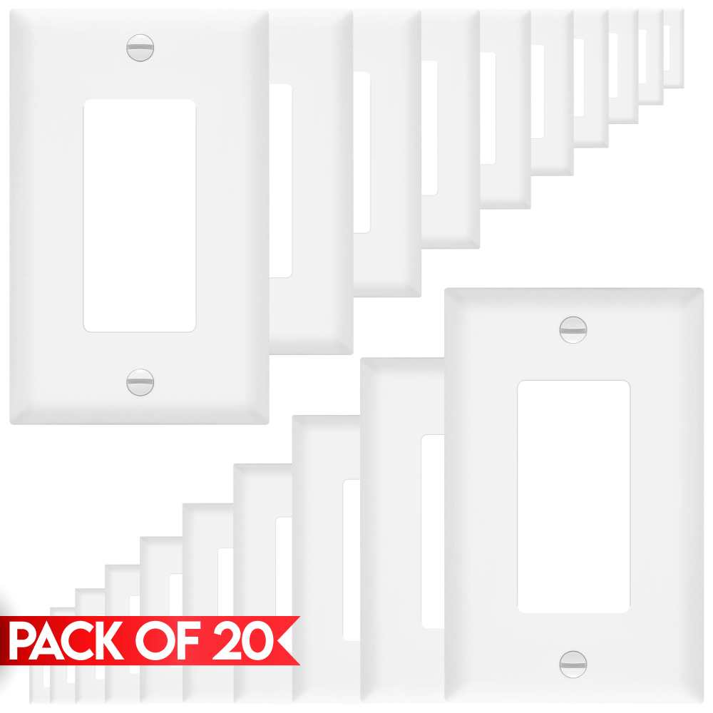 Cmple - [20 Pack] 1-Gang Decora Wall Plate, GFCI Device Faceplate ...