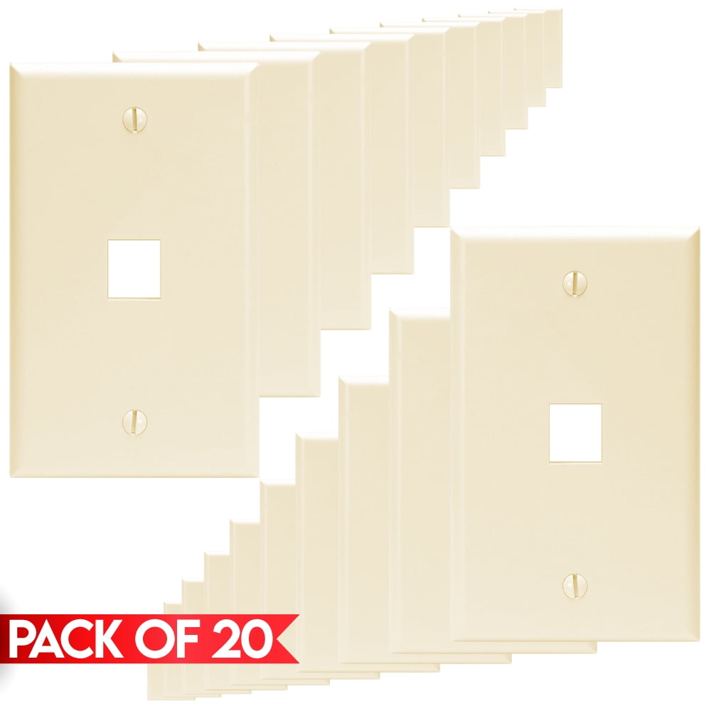 Cmple - [20 Pack] 1 Port Keystone Wall Plate, Snap-In Keystone Jack ...