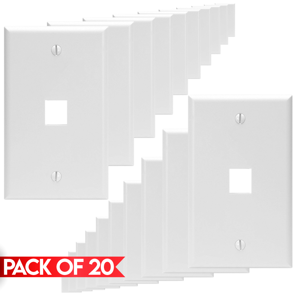 Cmple - [20 Pack] 1 Port Keystone Wall Plate, Snap-In Keystone Jack ...