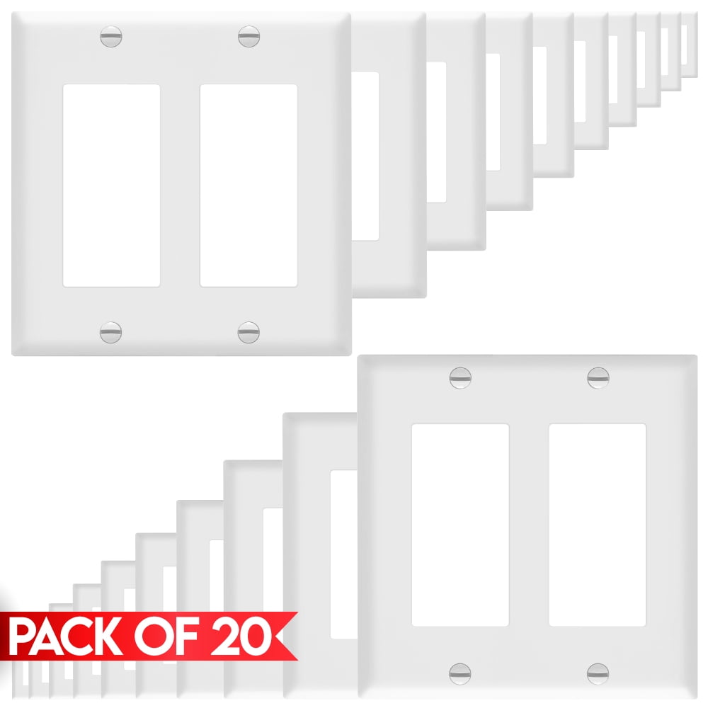 Cmple - [20 Pack] 2-Gang Decora Wall Plate, GFCI Device Faceplate ...