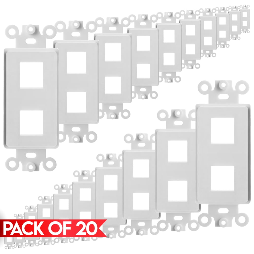 Cmple - [20 Pack] 2 Port Keystone Insert for Wall Plate, Snap-In Dual ...