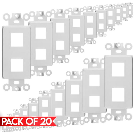 Cmple - [20 Pack] 2 Port Keystone Insert for Wall Plate, Snap-In Dual ...