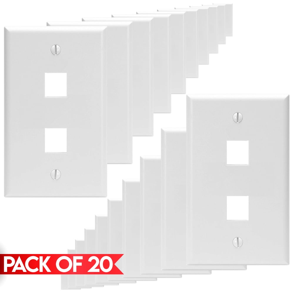 Cmple - [20 Pack] 2 Ports Keystone Wall Plate, Snap-In Keystone Jack ...
