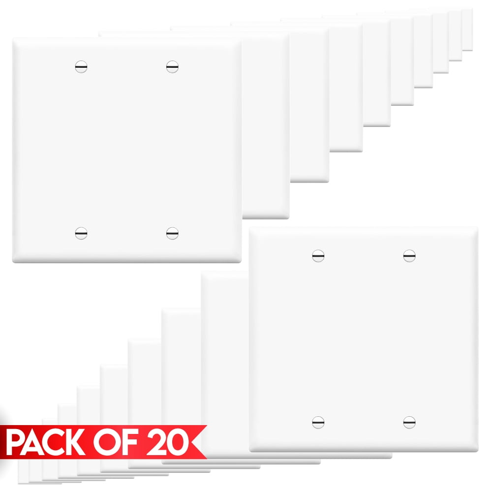 Cmple - [20 Pack] Dual Gang Blank Wall Plate, White 2 Gang Wallplate ...