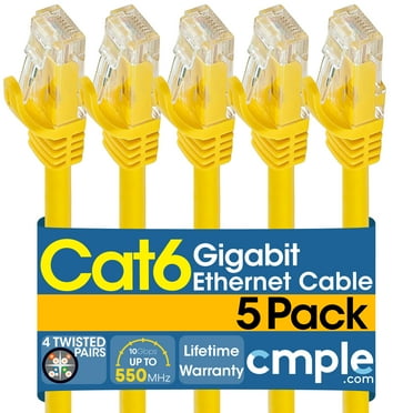 Cmple - [5 PACK] 15 Feet Cat5e Cable, Ethernet Patch Cord, Blue Cat5 ...